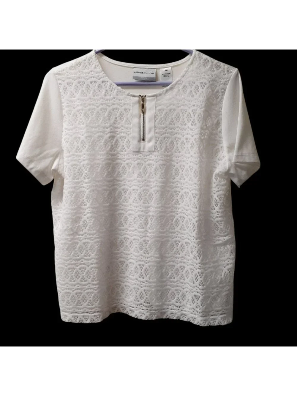 Alfred Dunner | Tops | Alfred Dunner Womens Blouse Pm White Total Lace ...